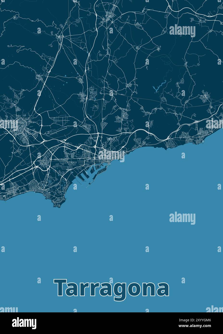 Tarragona, Spain artistic blueprint map poster Stock Vector Image & Art ...