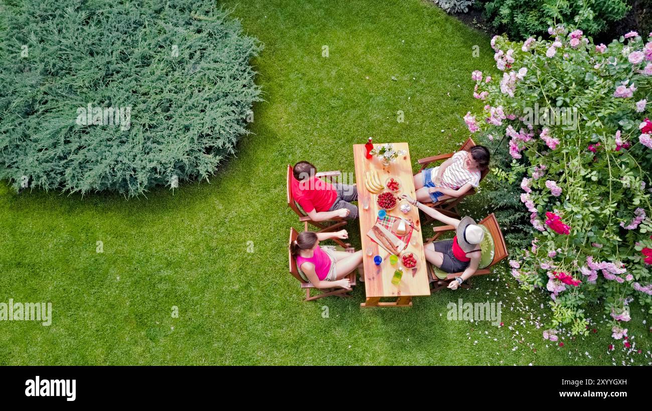Aerial view family friends kids hi-res stock photography and images - Alamy