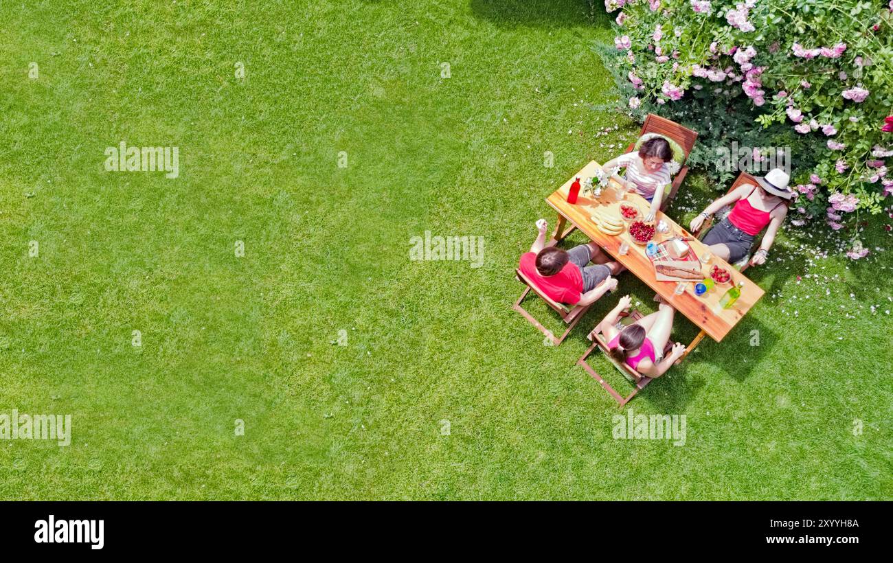 Aerial view family friends kids hi-res stock photography and images - Alamy
