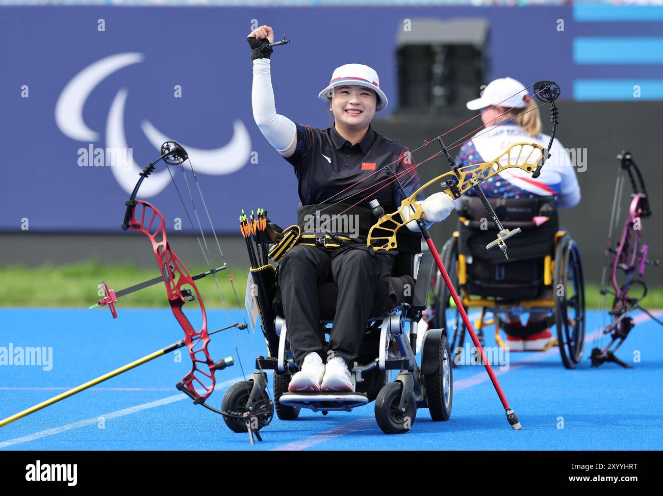 Paris, France. 31st Aug, 2024. Chen Minyi of China celebrates after ...