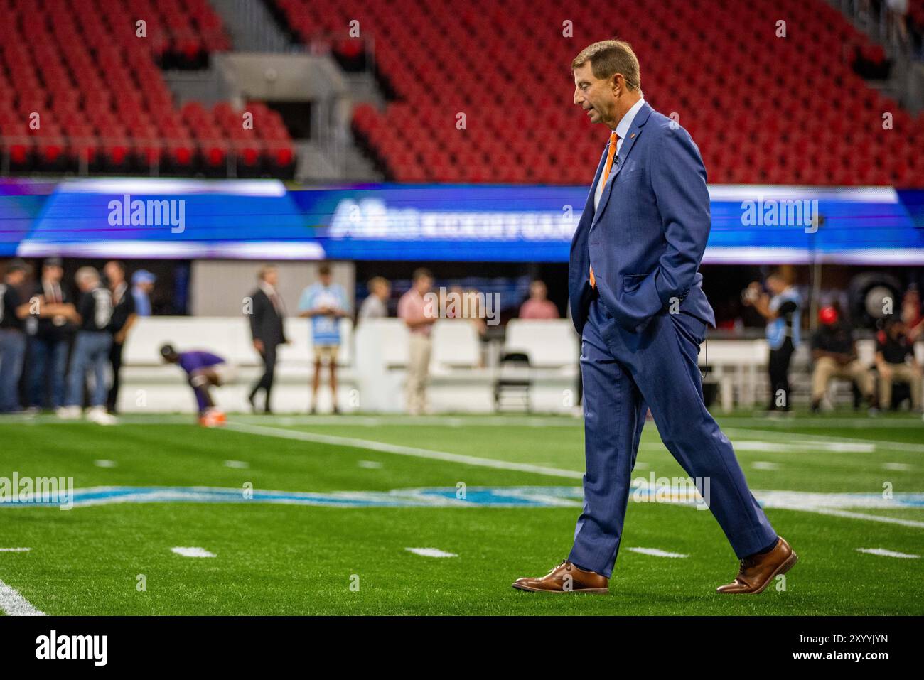 August 31, 2024: Clemson Tigers head coach Dabo Swinney walks the field ...