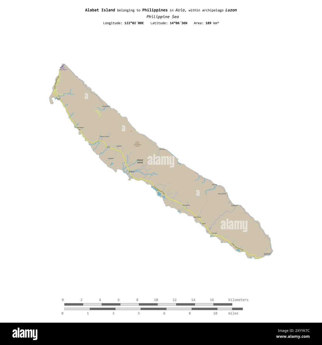 Alabat Island in the Philippine Sea, belonging to Philippines, isolated ...