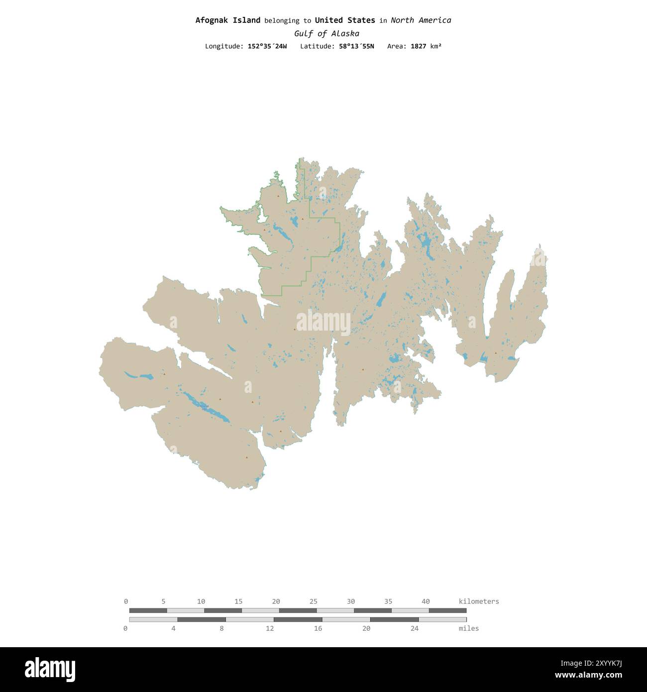 Afognak Island in the Gulf of Alaska, belonging to United States ...