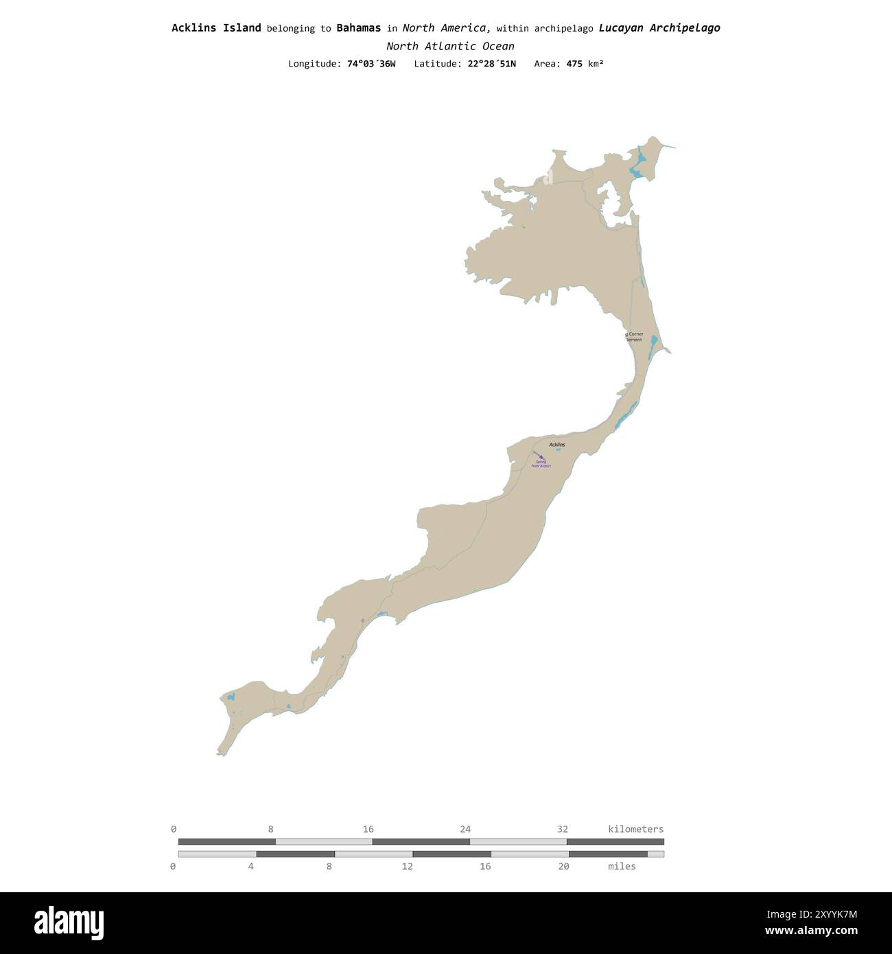 Acklins Island in the North Atlantic Ocean, belonging to Bahamas ...