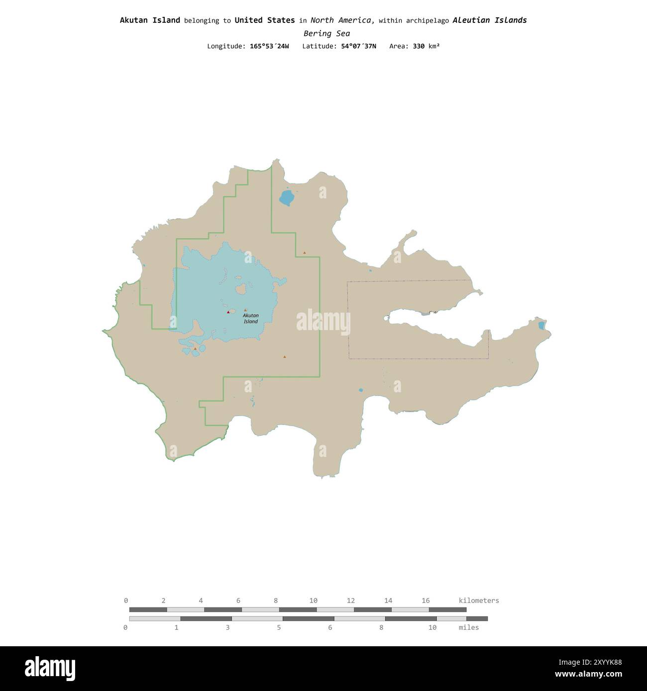 Akutan Island in the Bering Sea, belonging to United States, isolated ...