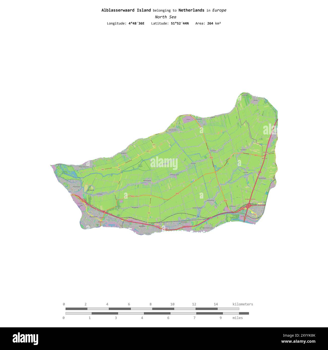 Alblasserwaard Island in the North Sea, belonging to Netherlands ...