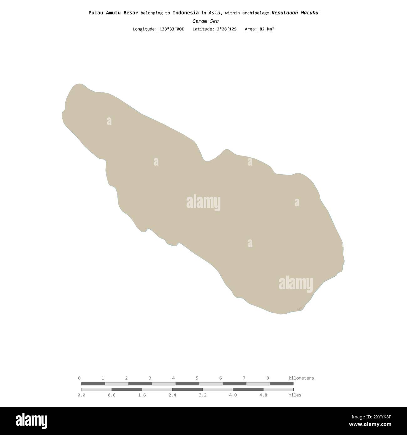 Pulau Amutu Besar in the Ceram Sea, belonging to Indonesia, isolated on ...