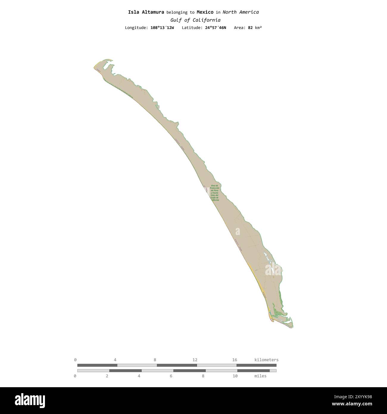 Isla Altamura in the Gulf of California, belonging to Mexico, isolated ...