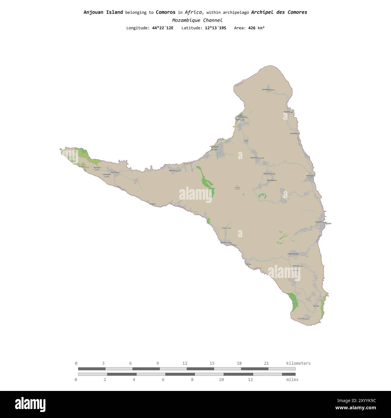 Anjouan Island in the Mozambique Channel, belonging to Comoros ...