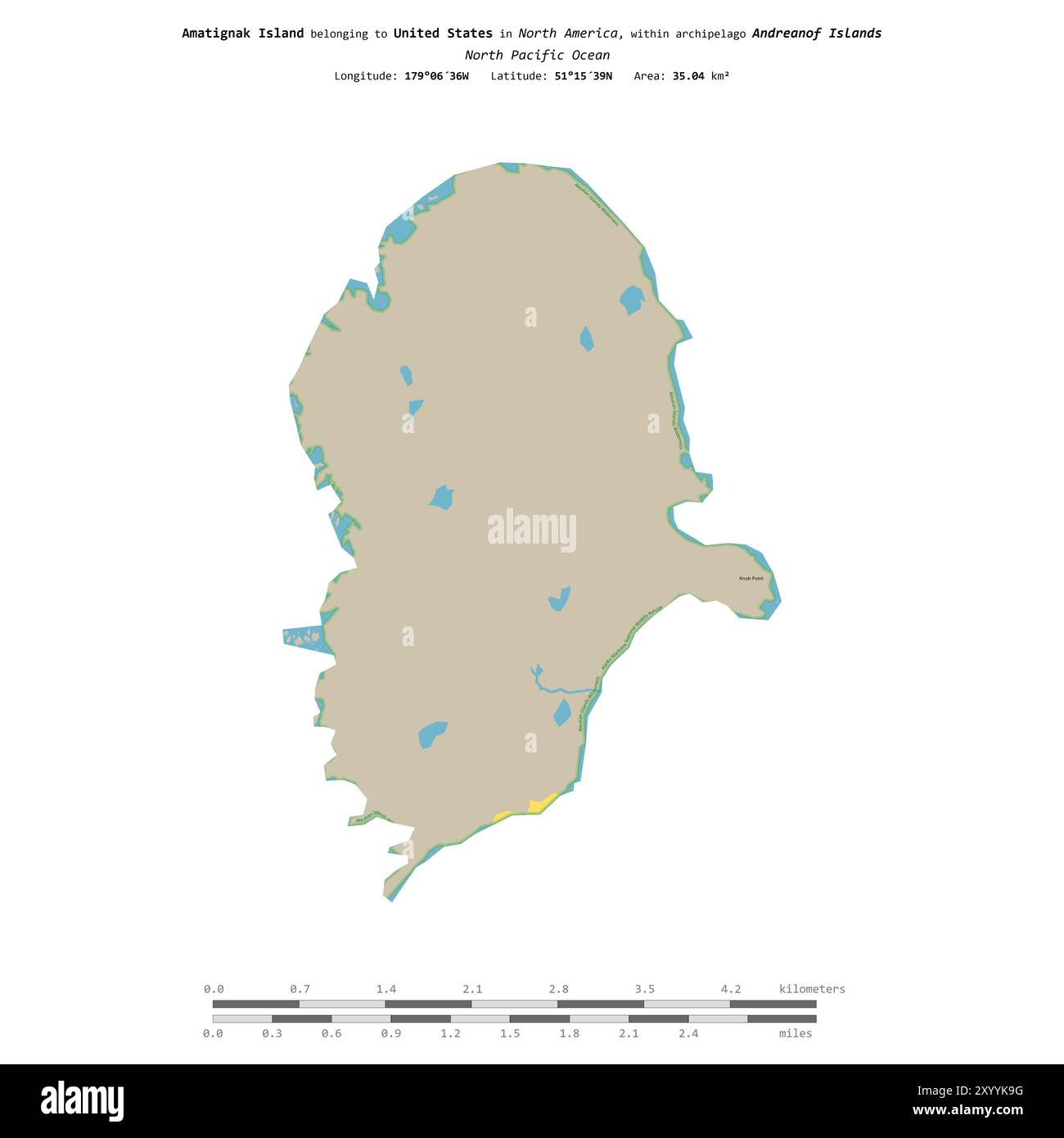 Amatignak Island in the North Pacific Ocean, belonging to United States ...