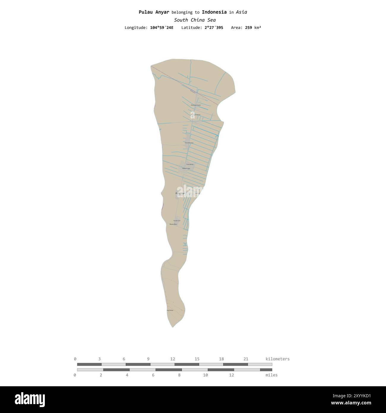 Pulau Anyar in the South China Sea, belonging to Indonesia, isolated on ...