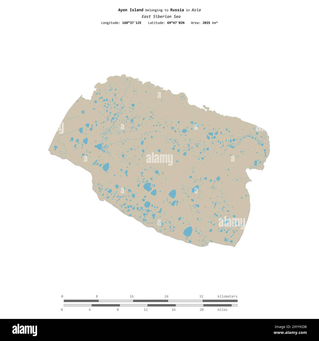 Ayon Island in the East Siberian Sea, belonging to Russia, isolated on ...