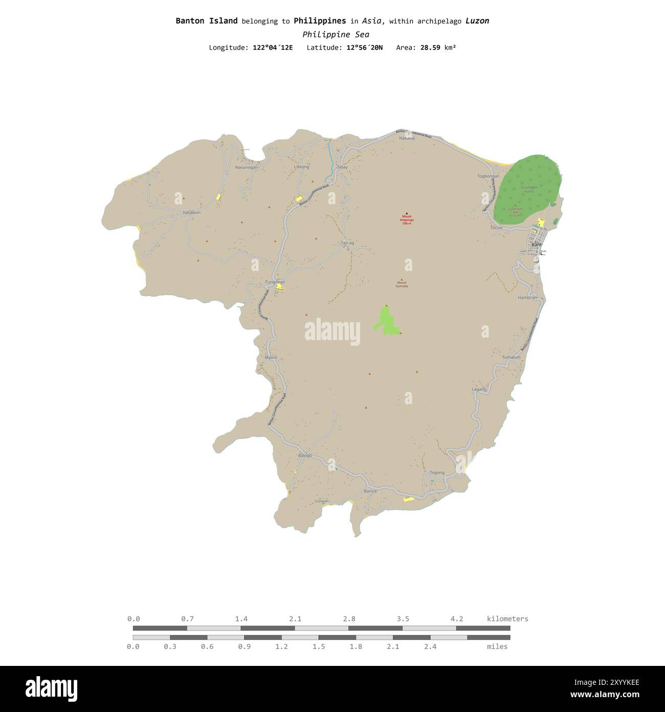 Banton Island in the Philippine Sea, belonging to Philippines, isolated ...