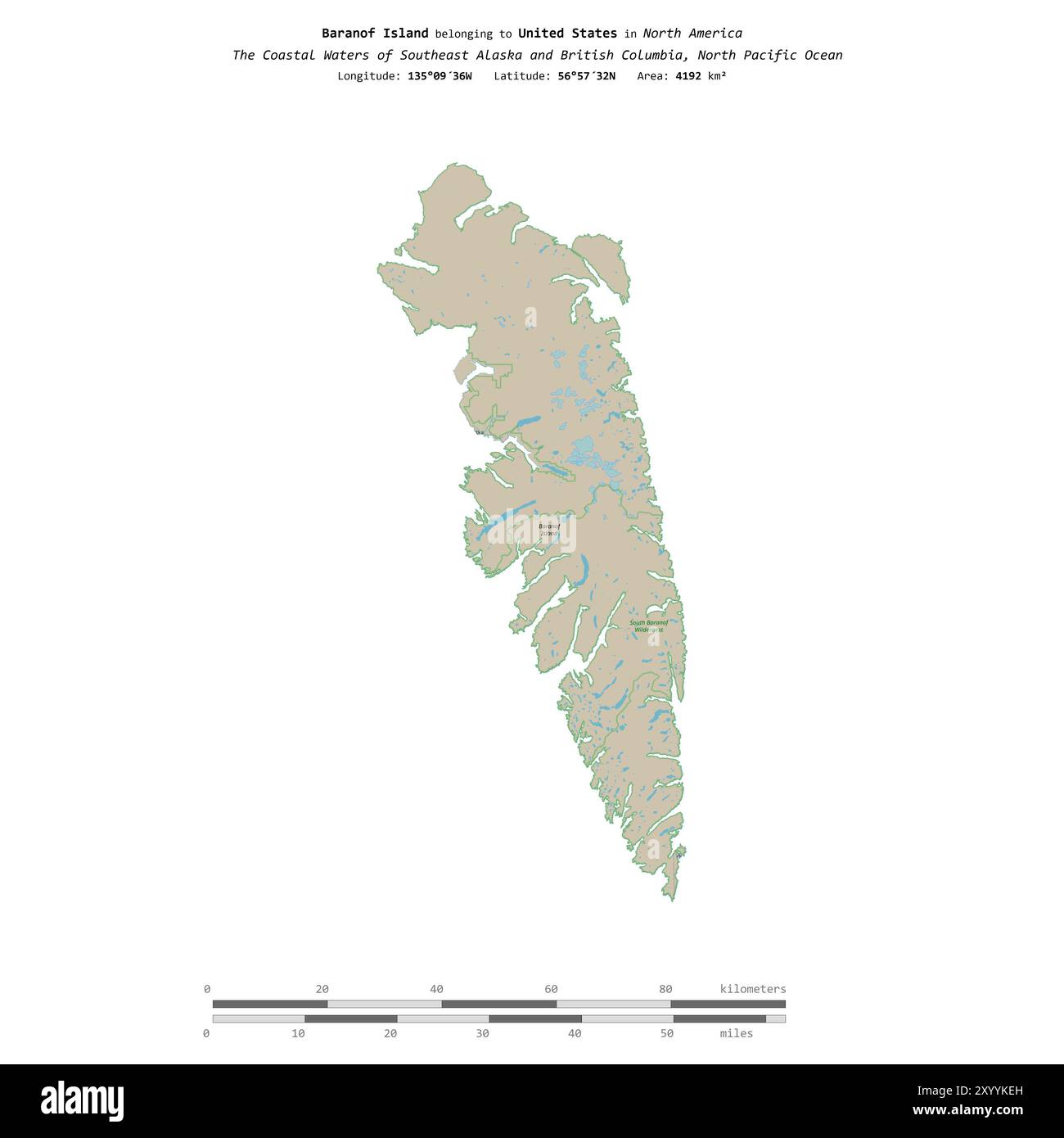 Baranof Island in the North Pacific Ocean, belonging to United States ...