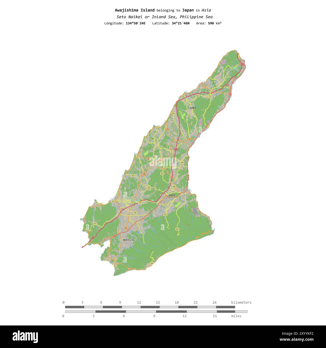 Awajishima Island in the Philippine Sea, belonging to Japan, isolated ...