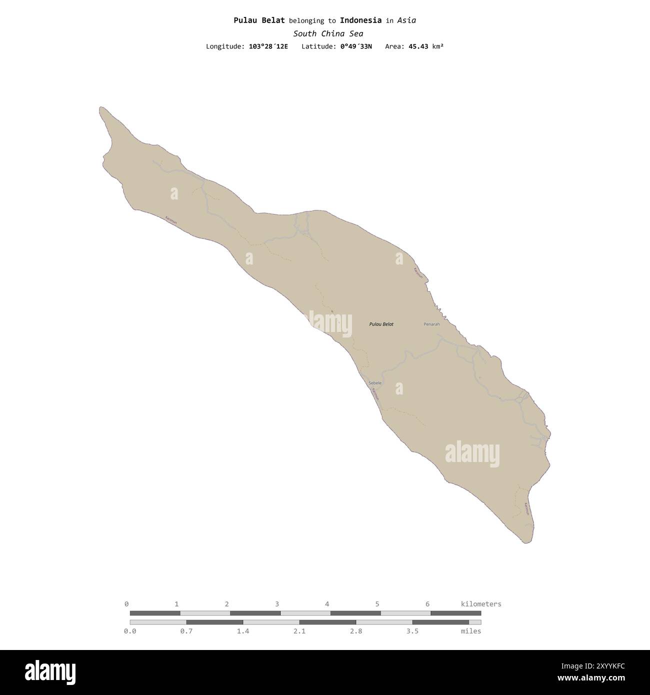 Pulau Belat in the South China Sea, belonging to Indonesia, isolated on ...