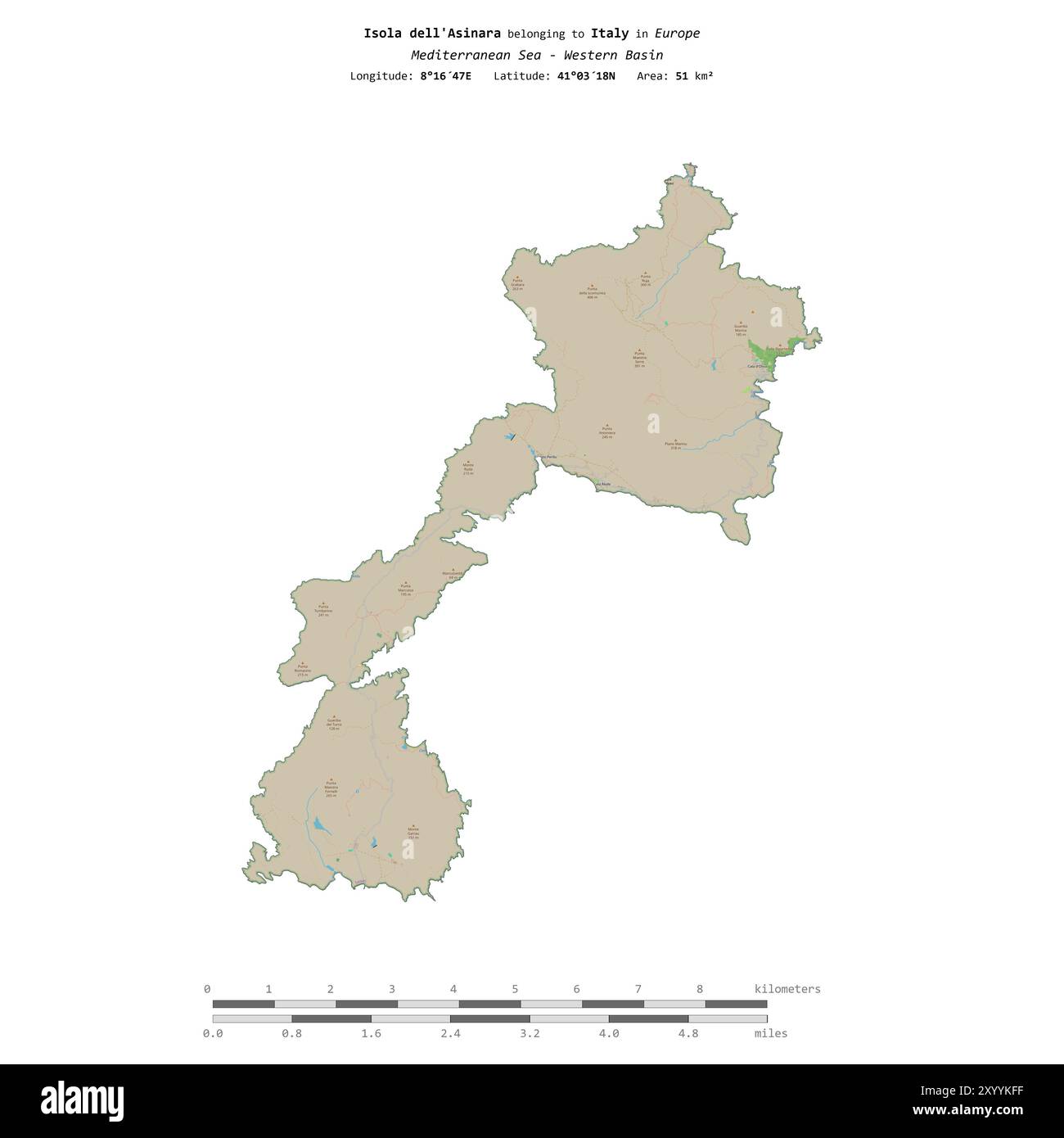 Isola dell'Asinara in the Mediterranean Sea - Western Basin, belonging ...
