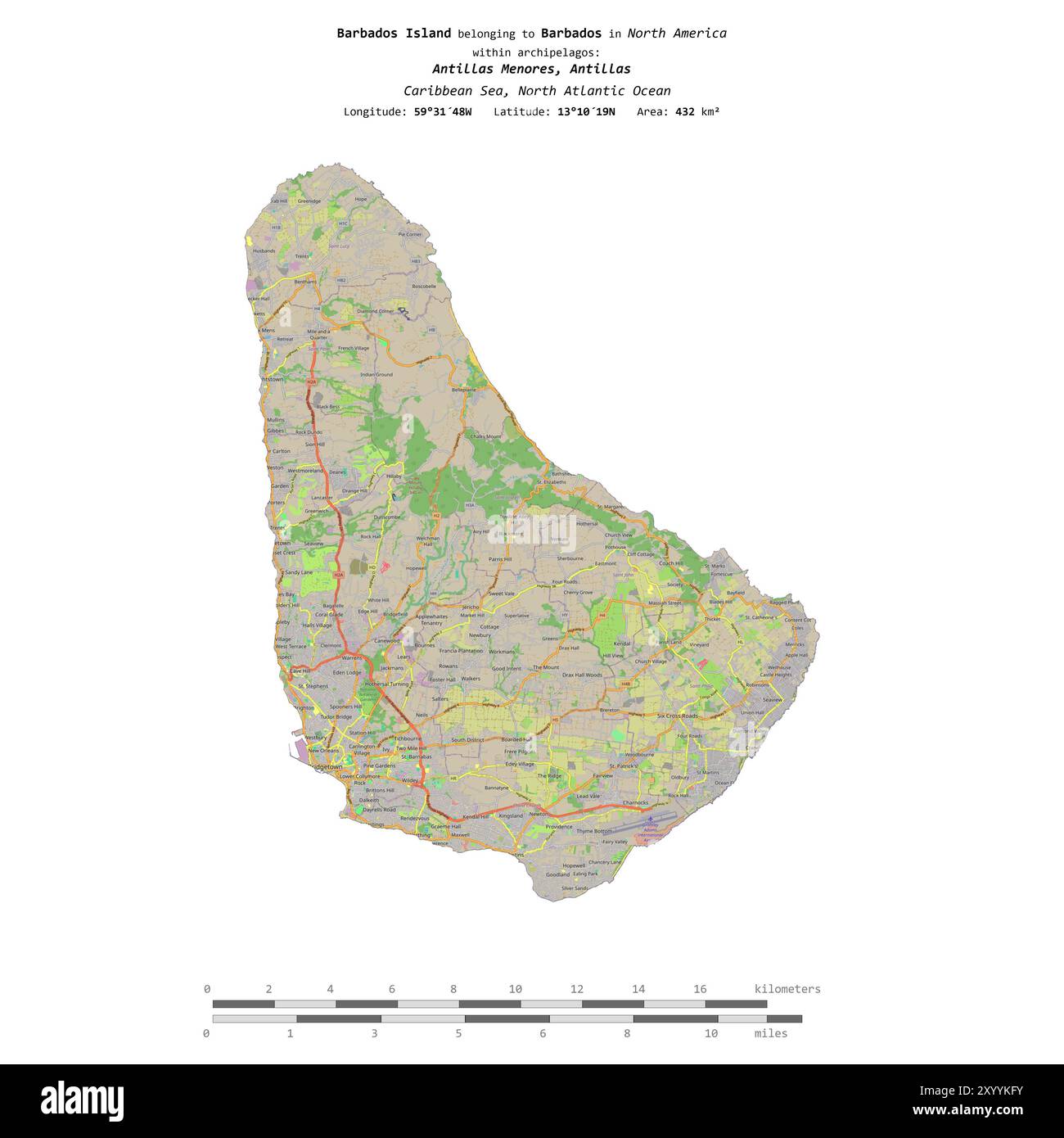 Barbados Island in the Caribbean Sea, belonging to Barbados, isolated ...