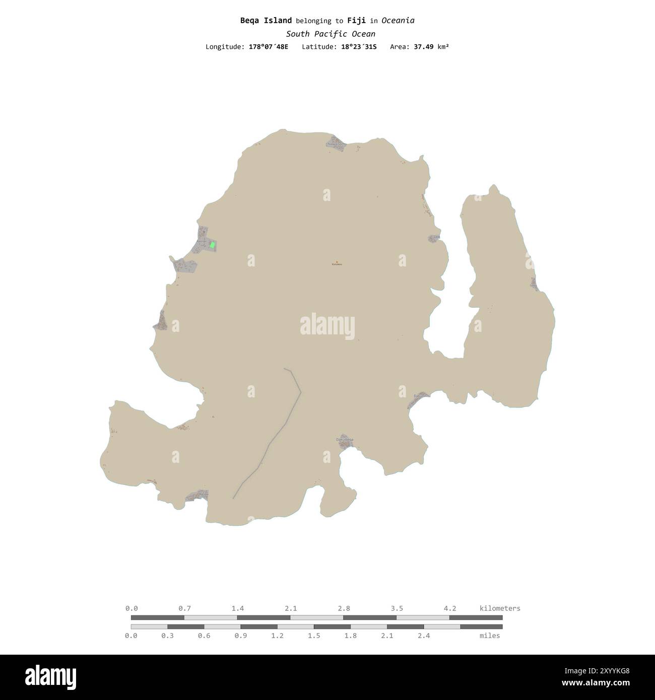 Beqa Island in the South Pacific Ocean, belonging to Fiji, isolated on ...