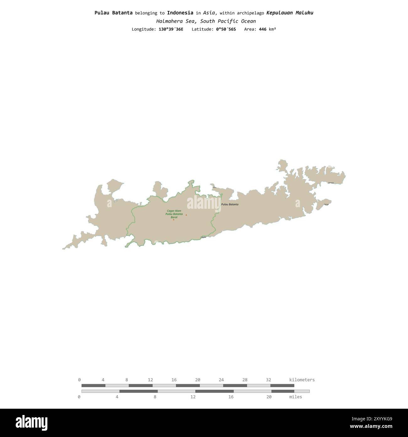Pulau Batanta in the Halmahera Sea, belonging to Indonesia, isolated on ...