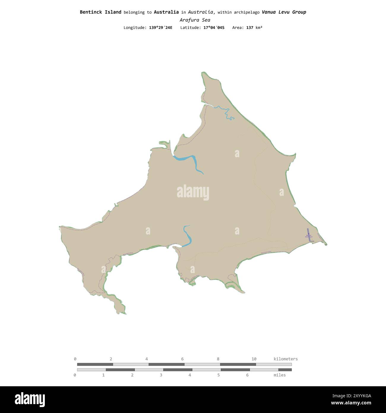 Bentinck Island in the Arafura Sea, belonging to Australia, isolated on ...