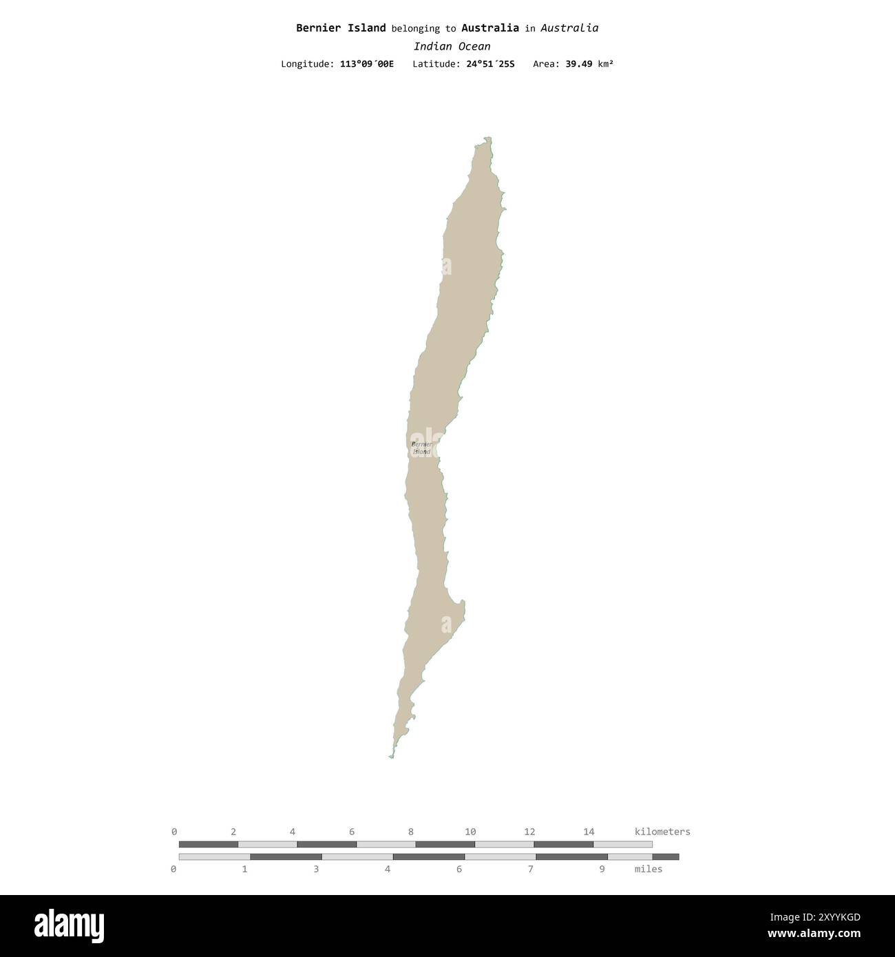Bernier Island in the Indian Ocean, belonging to Australia, isolated on ...