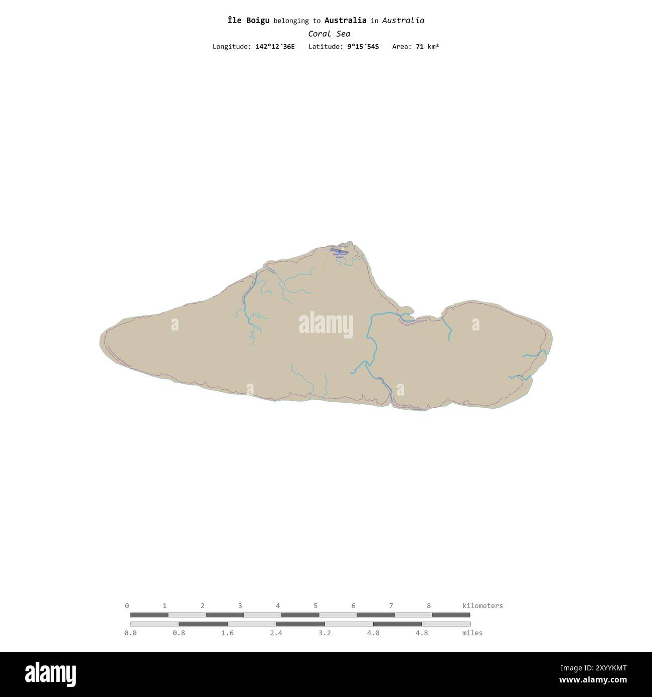 Ile Boigu in the Coral Sea, belonging to Australia, isolated on a ...