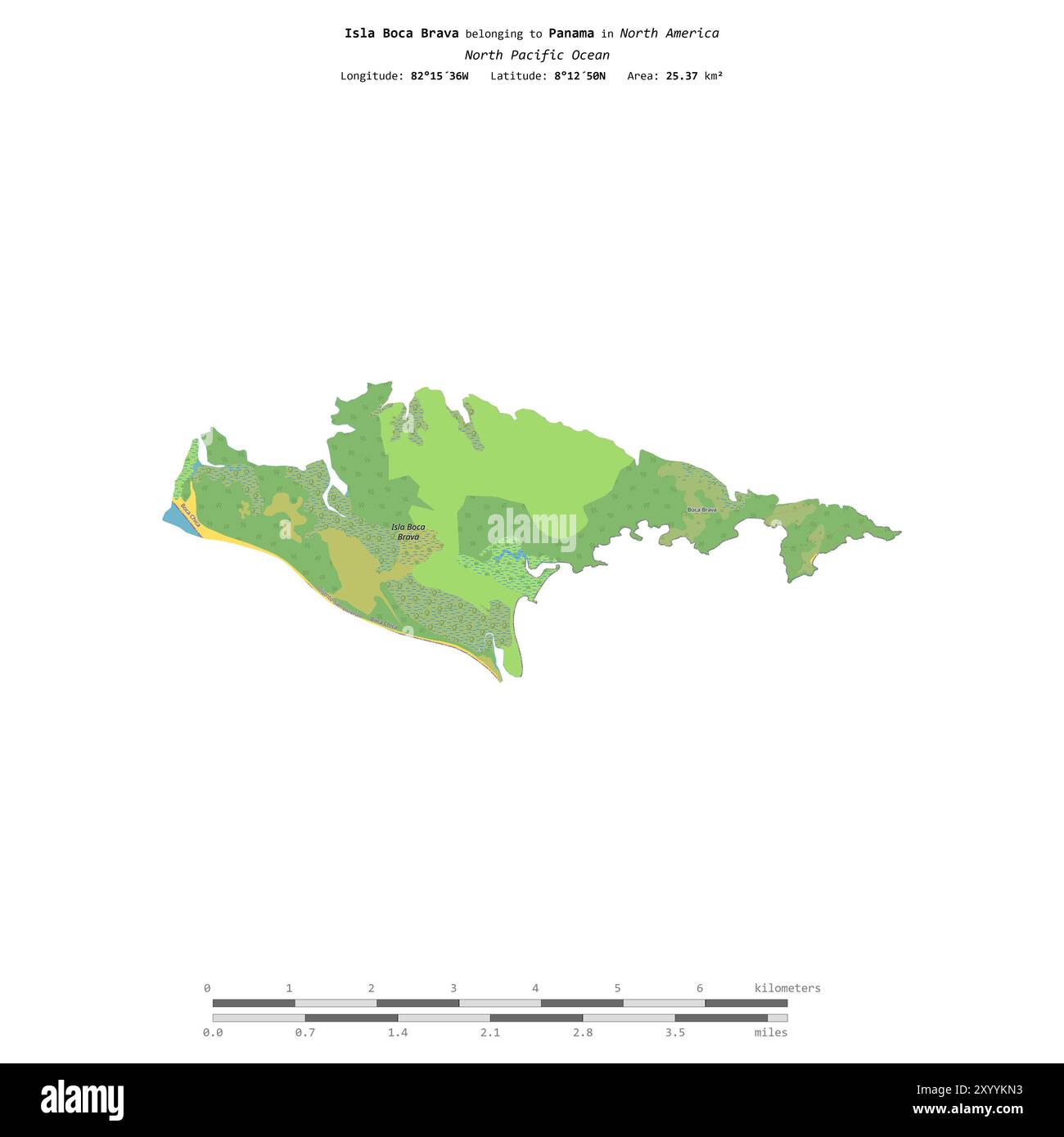 Isla Boca Brava in the North Pacific Ocean, belonging to Panama ...