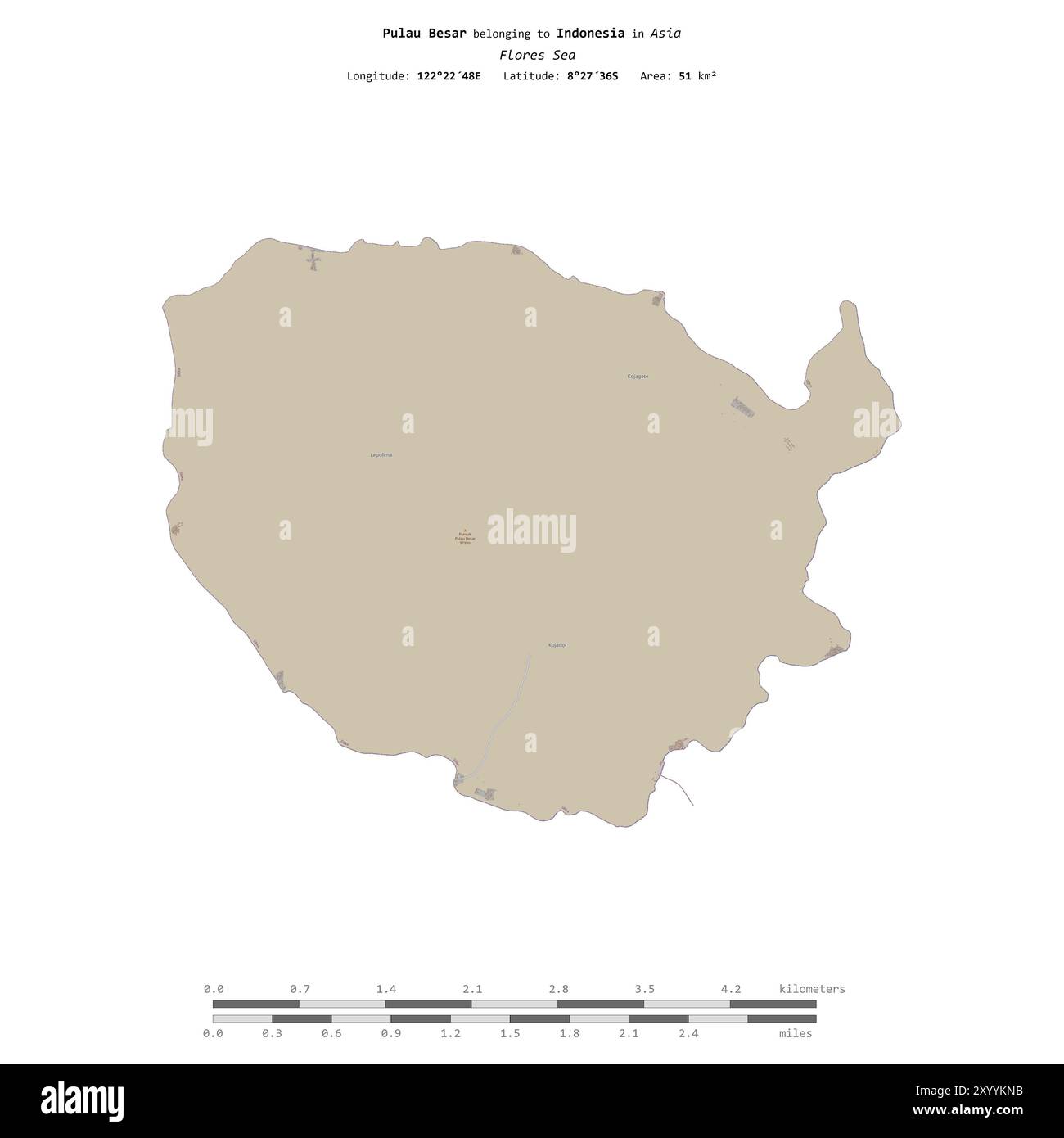 Pulau Besar in the Flores Sea, belonging to Indonesia, isolated on a ...
