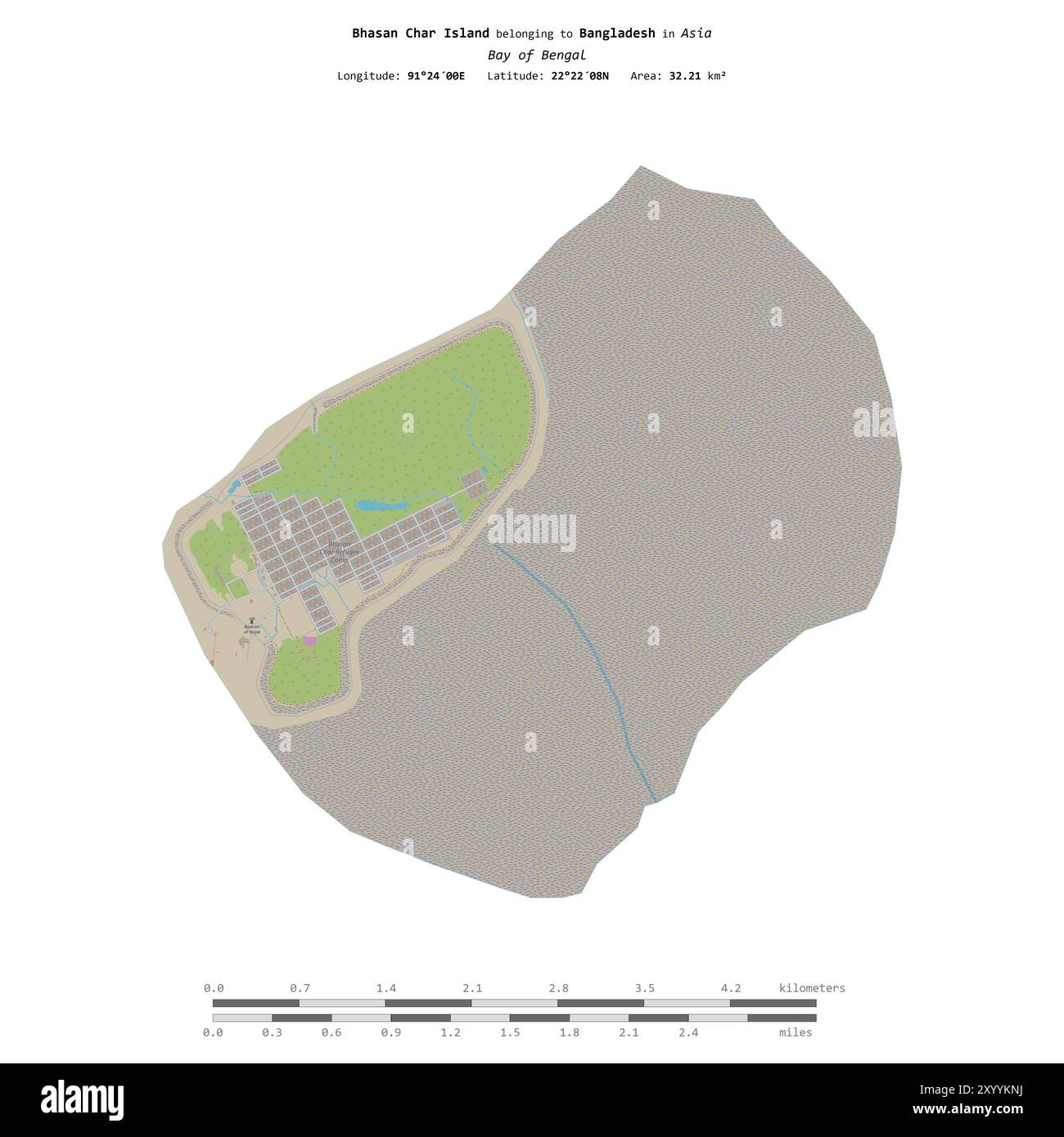 Bhasan Char Island in the Bay of Bengal, belonging to Bangladesh ...