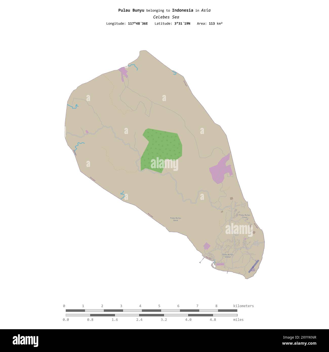 Pulau Bunyu in the Celebes Sea, belonging to Indonesia, isolated on a ...