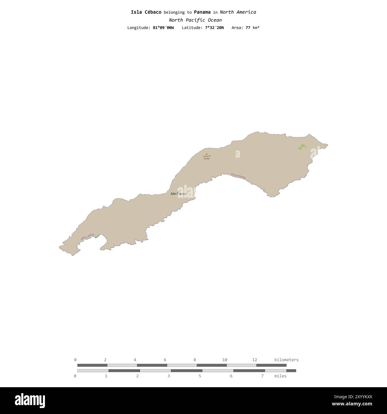 Isla Cebaco in the North Pacific Ocean, belonging to Panama, isolated ...