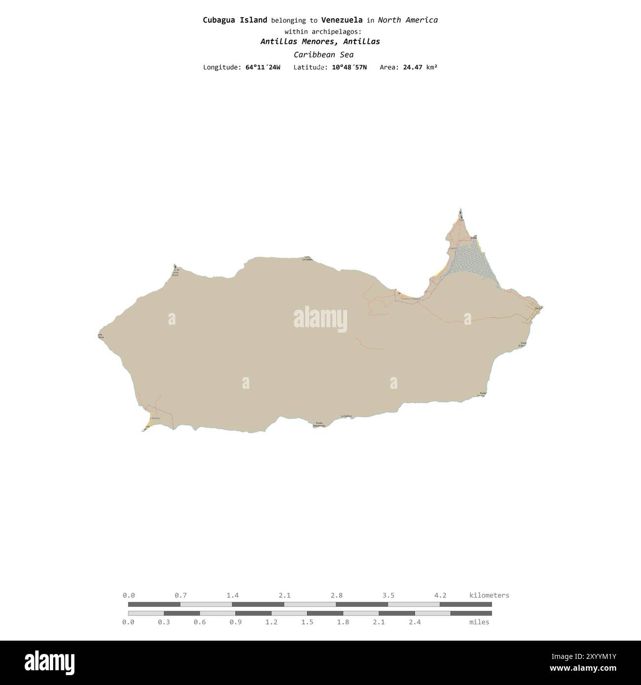Cubagua Island in the Caribbean Sea, belonging to Venezuela, isolated ...