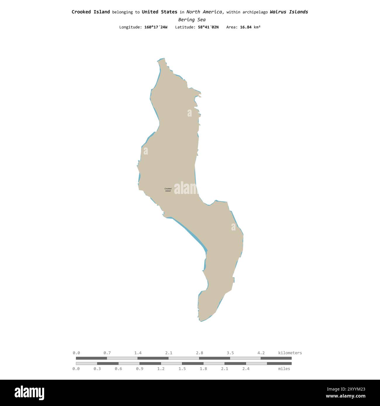 Crooked Island in the Bering Sea, belonging to United States, isolated ...