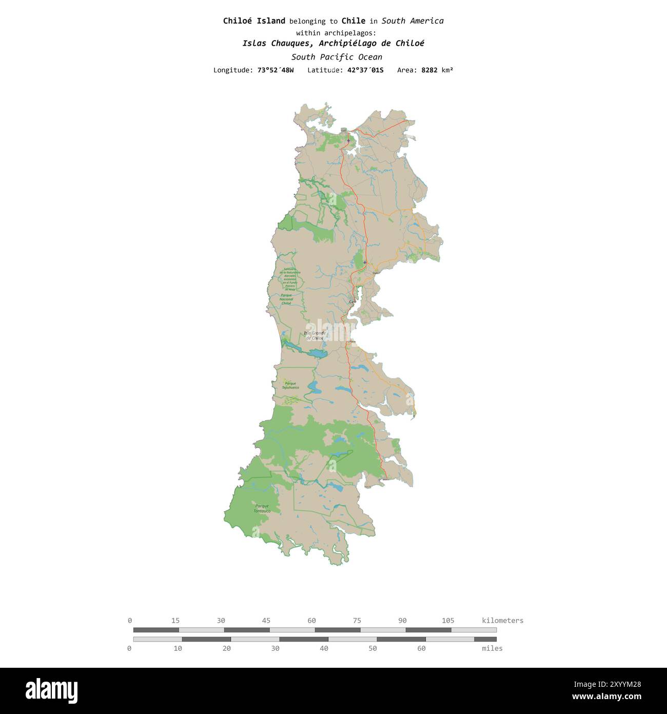 Chiloe Island in the South Pacific Ocean, belonging to Chile, isolated ...