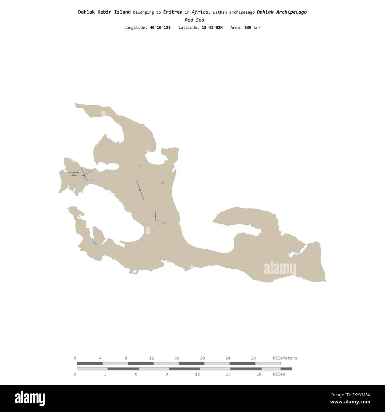 Dahlak Kebir Island in the Red Sea, belonging to Eritrea, isolated on a ...