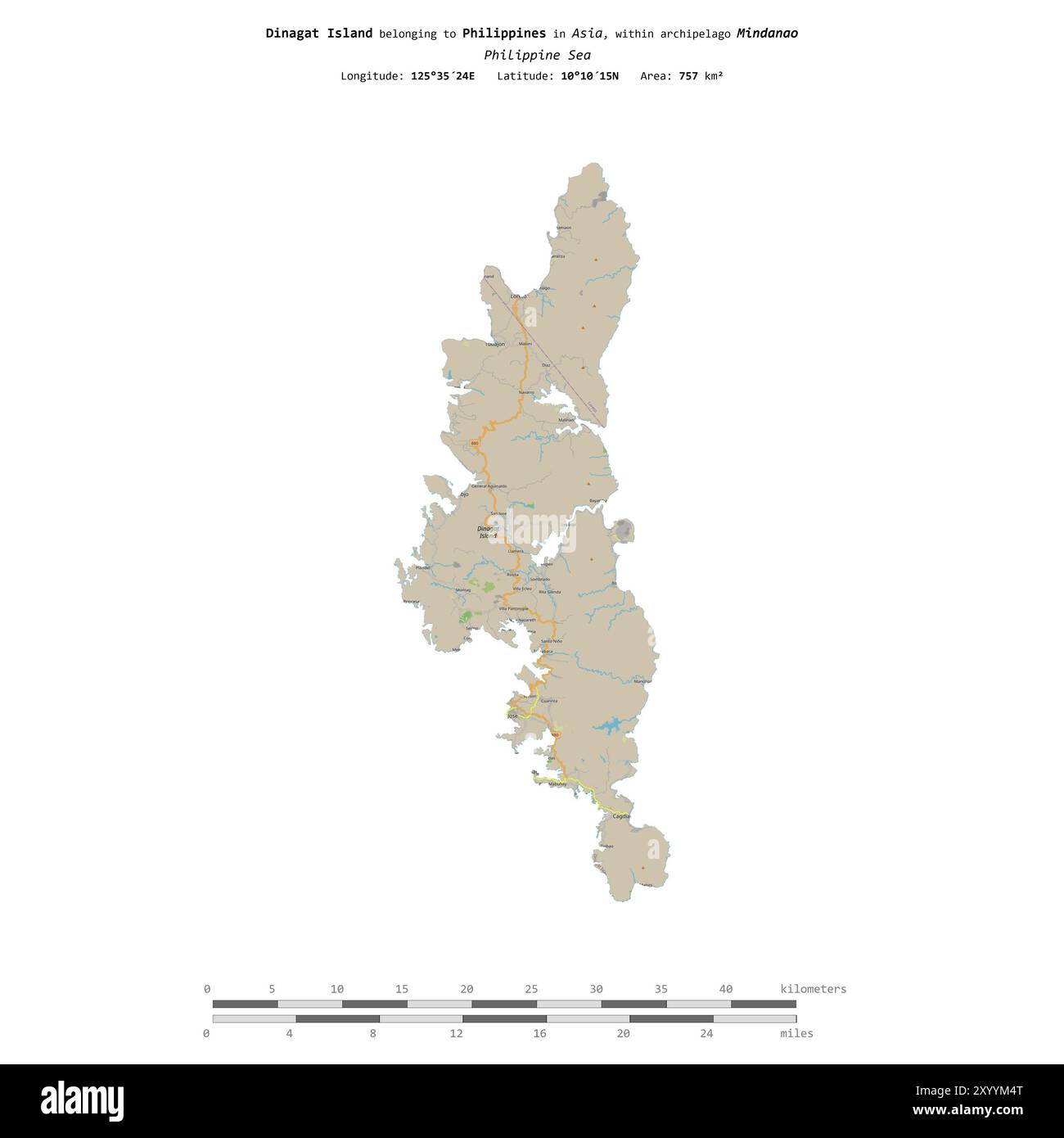 Dinagat Island in the Philippine Sea, belonging to Philippines ...