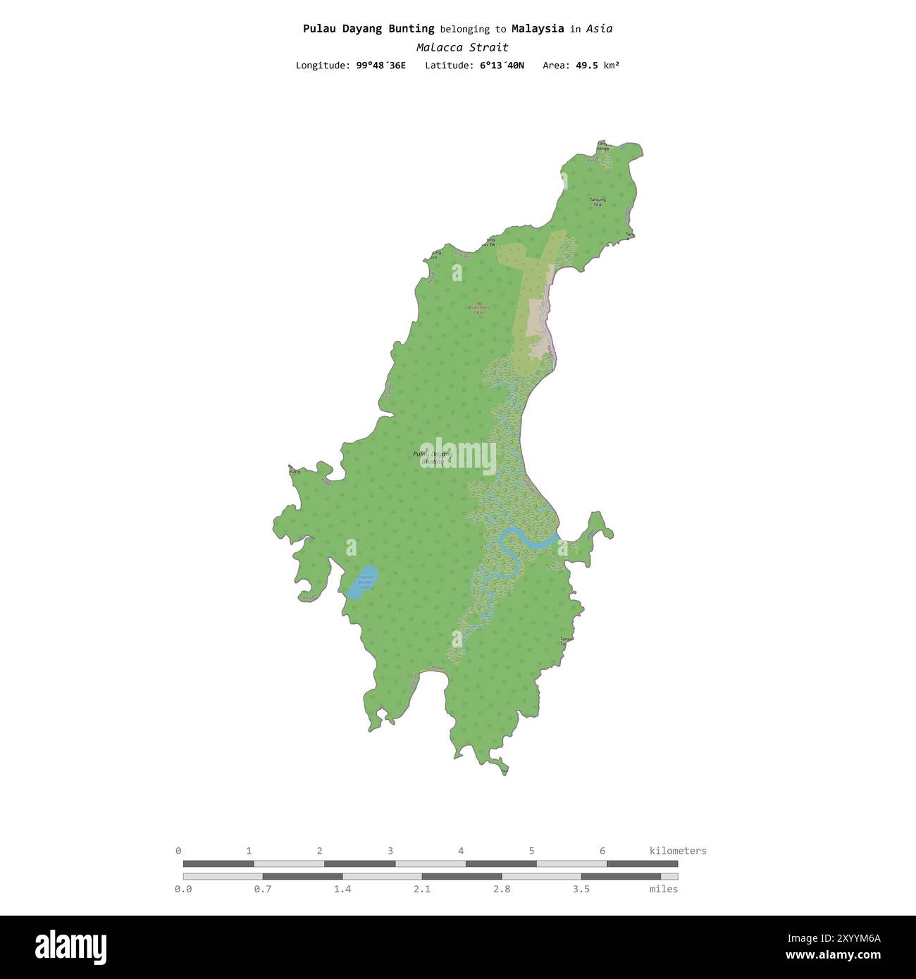 Pulau Dayang Bunting in the Malacca Strait, belonging to Malaysia ...