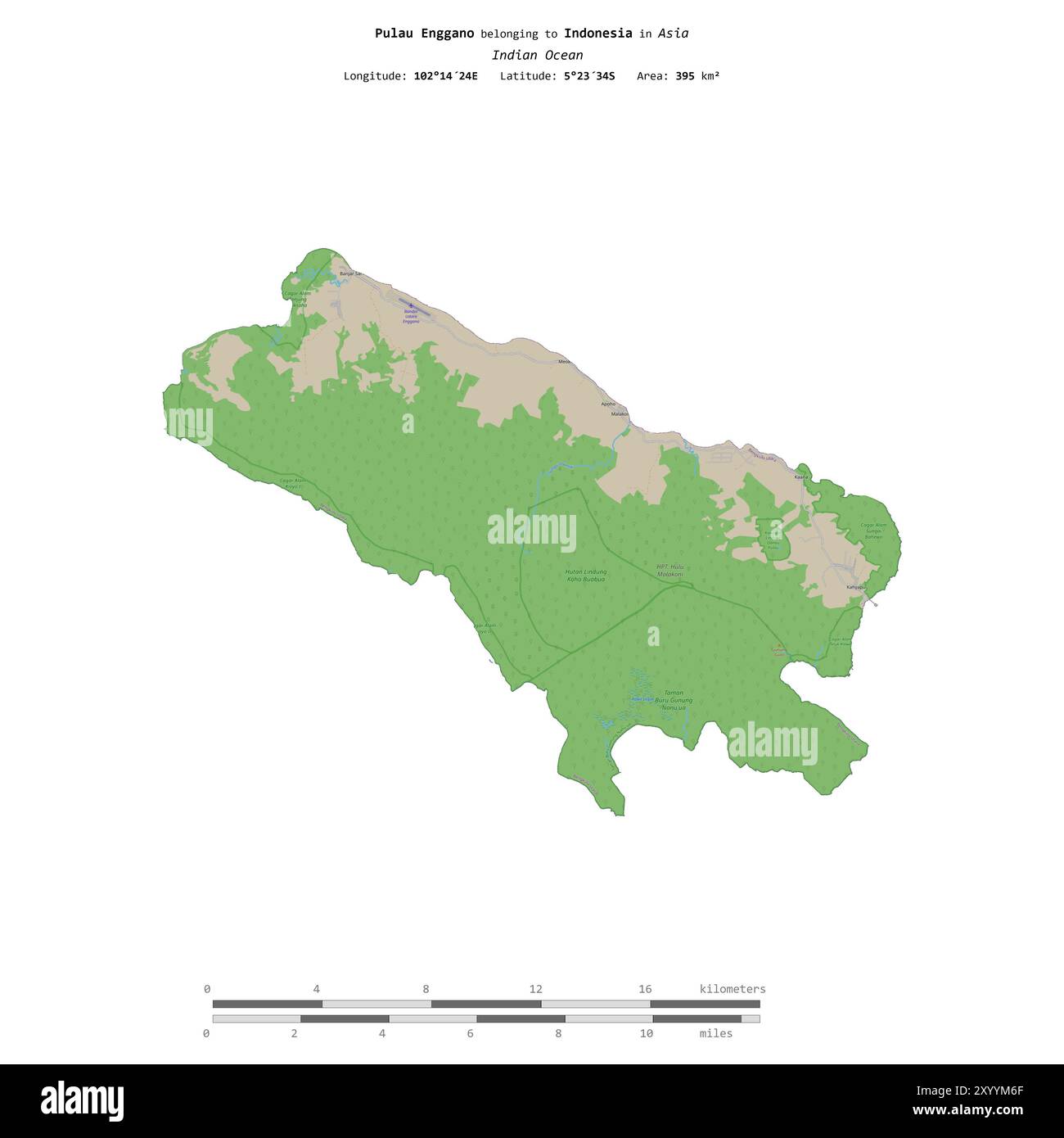 Pulau Enggano in the Indian Ocean, belonging to Indonesia, isolated on ...