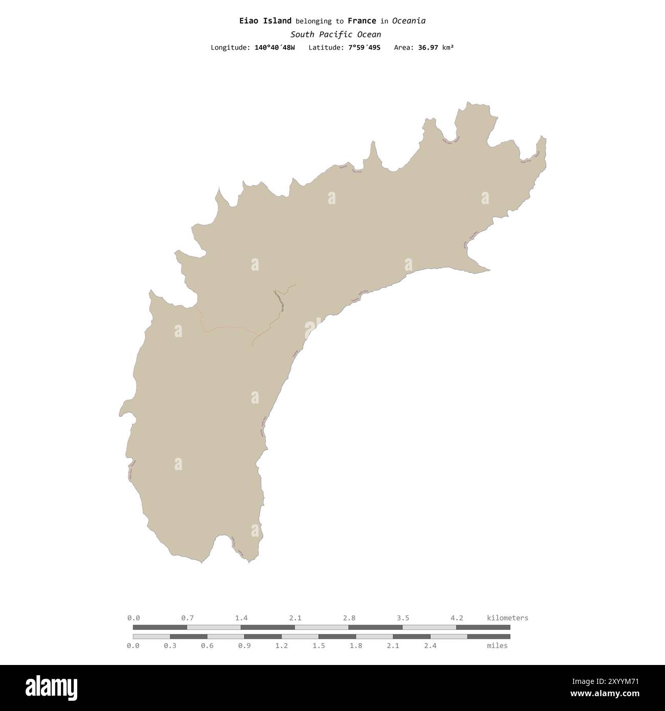 Eiao Island in the South Pacific Ocean, belonging to France, isolated ...