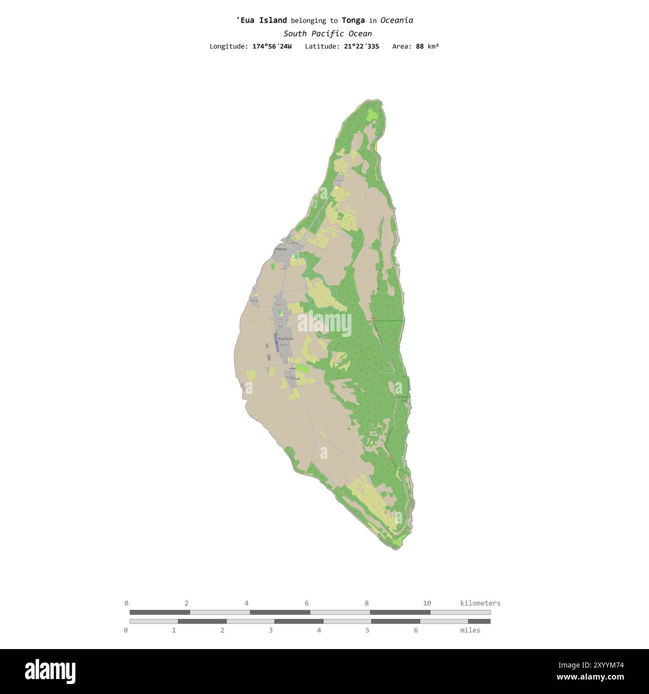 'Eua Island in the South Pacific Ocean, belonging to Tonga, isolated on ...