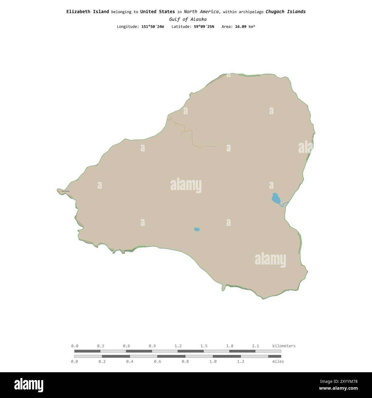 Elizabeth Island in the Gulf of Alaska, belonging to United States ...