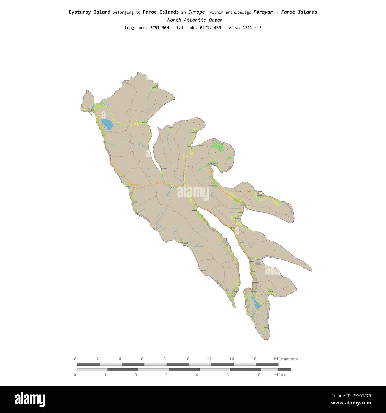 Eysturoy Island in the North Atlantic Ocean, belonging to Faroe Islands ...