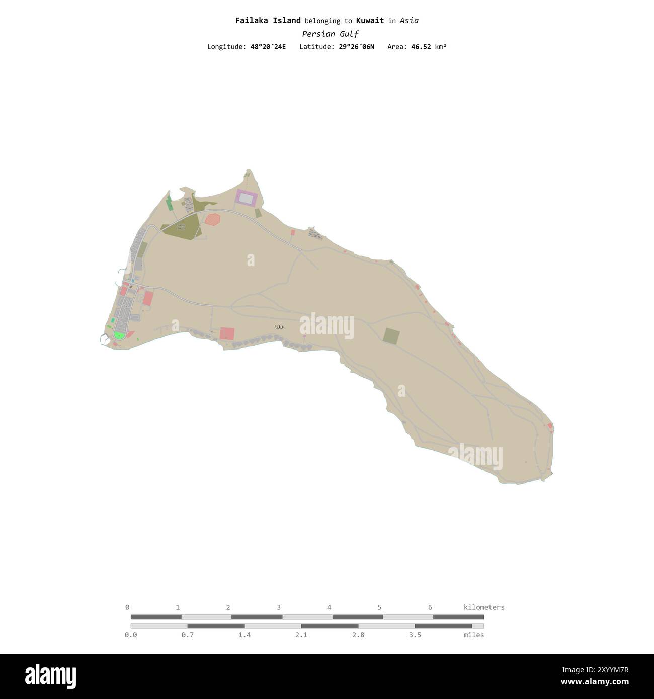 Failaka Island in the Persian Gulf, belonging to Kuwait, isolated on a ...