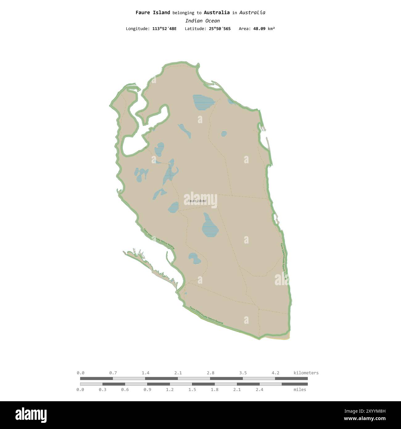 Faure Island in the Indian Ocean, belonging to Australia, isolated on a ...