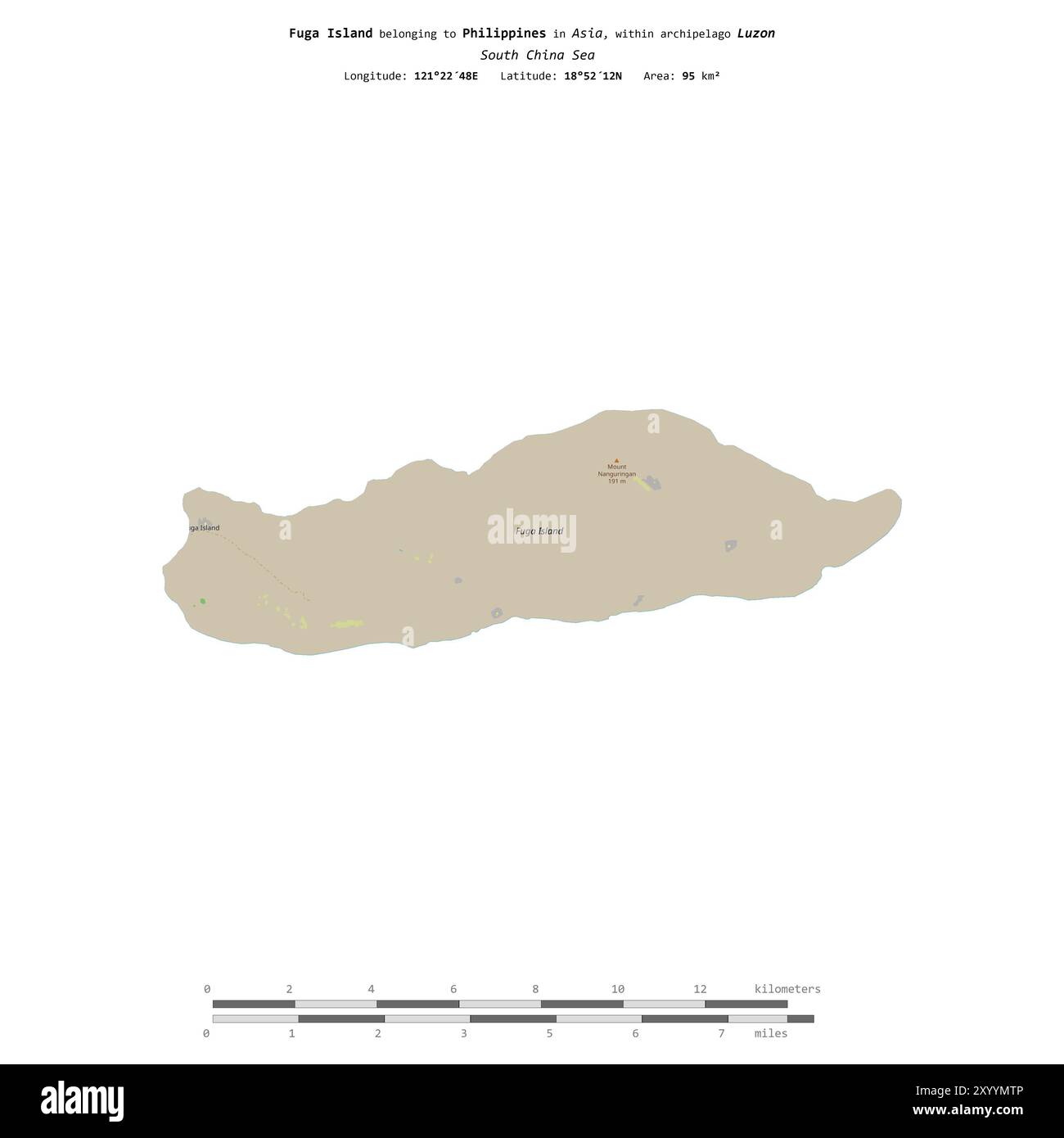 Fuga Island in the South China Sea, belonging to Philippines, isolated ...