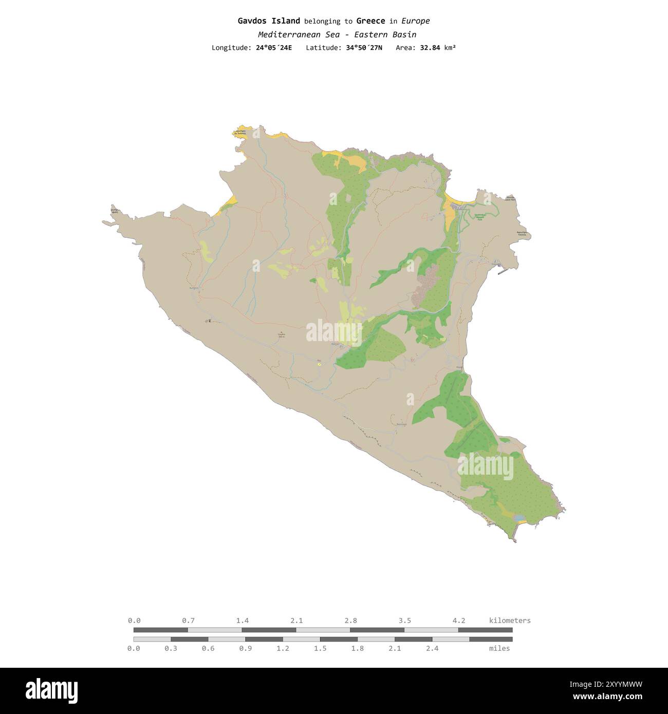 Gavdos Island in the Mediterranean Sea - Eastern Basin, belonging to ...