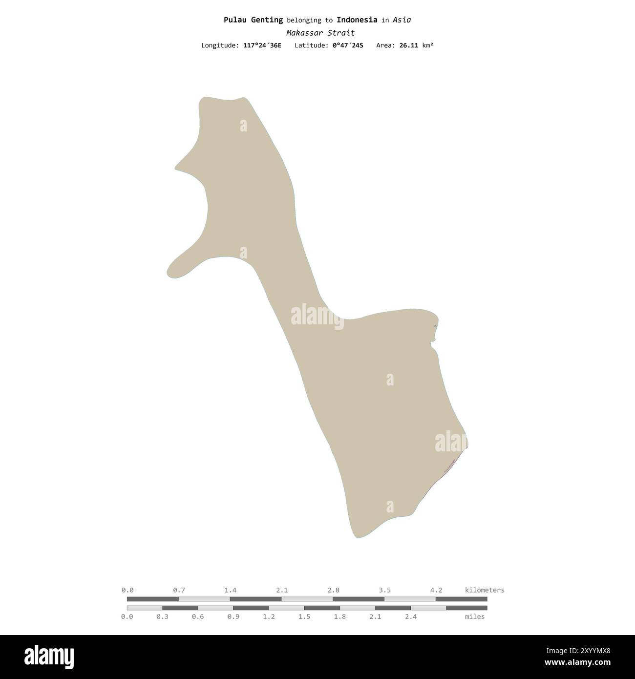 Pulau Genting in the Makassar Strait, belonging to Indonesia, isolated ...