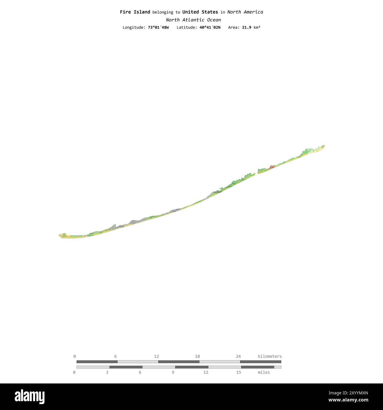 Fire Island in the North Atlantic Ocean, belonging to United States ...