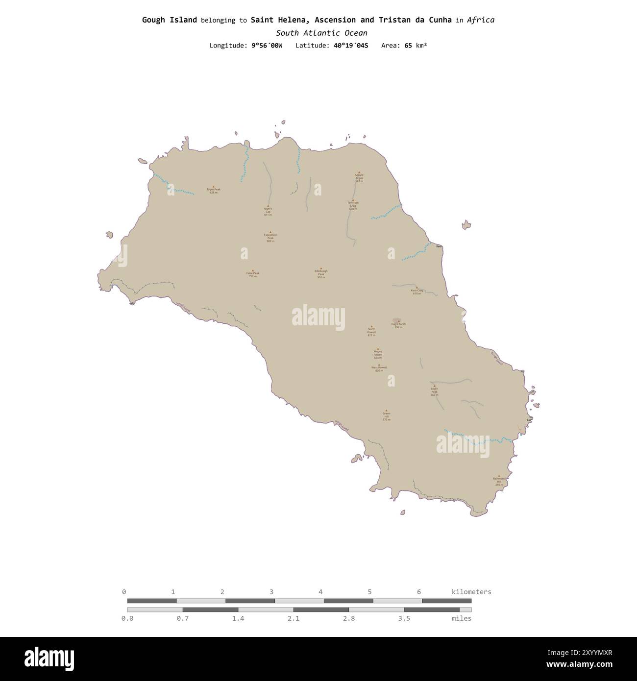 Gough Island in the South Atlantic Ocean, belonging to Saint Helena ...